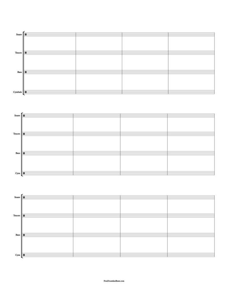 Blank Drumline Sheet Music: 30+ FREE Download & Print Templates - Free ...