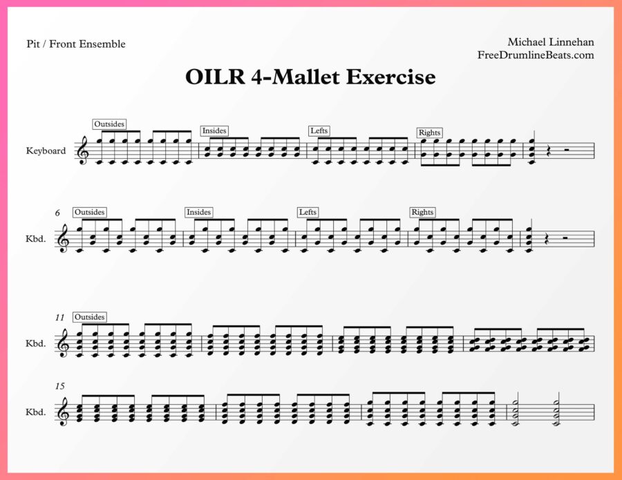 OILR 4-Mallet Exercise - Free Drumline Music